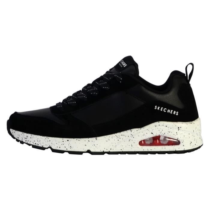 Basket Cuir Skechers Uno Draw 2 - Homme - Noir - Lacets Noir ...