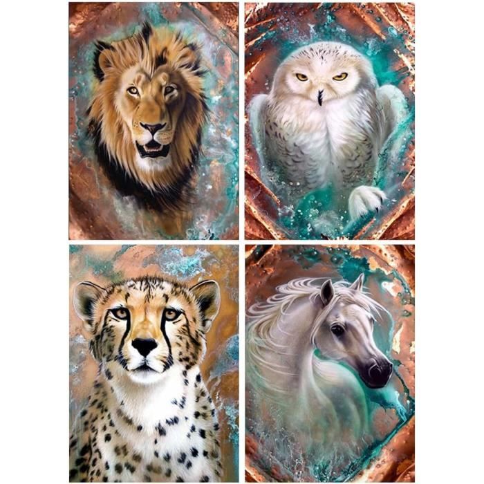 Diamond Painting Lot De 4 Animaux 30X40 Cm 5D Broderie Diamant Kit ...