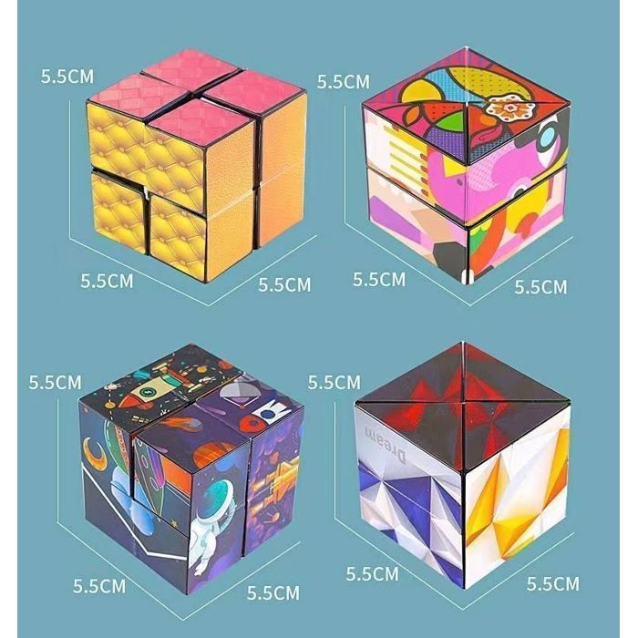 Cube géométrique anti-stress motif mécanique (boîte colorée), stimule ...