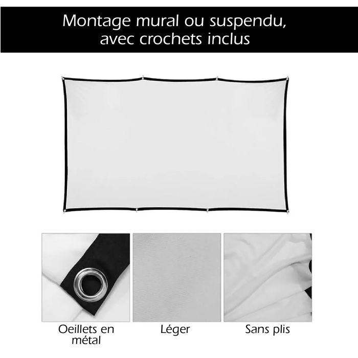 Écran de Projection Mural Pliable – 100” – Double Face Avant/Arrière ...
