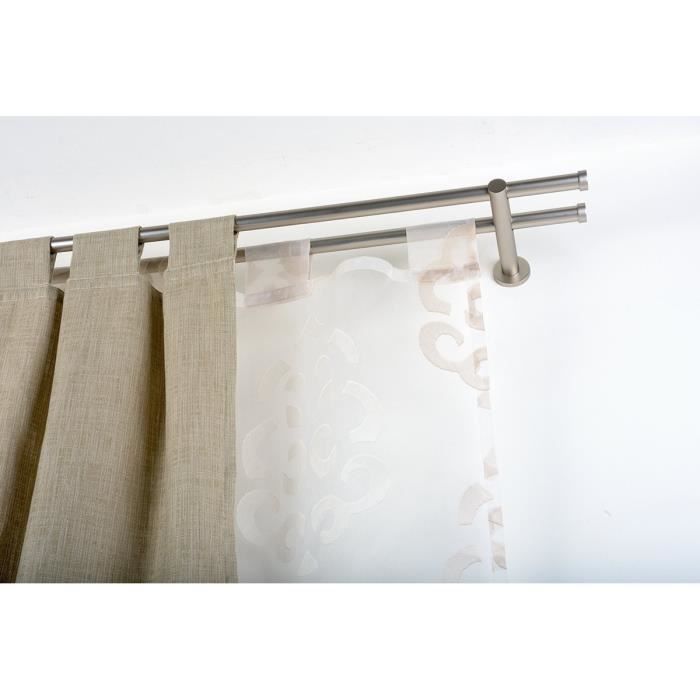 Double Tringle à rideaux: Ø 20 mm sans anneaux, L. 140 cm. en acier satiné - complet - Cdiscount ...