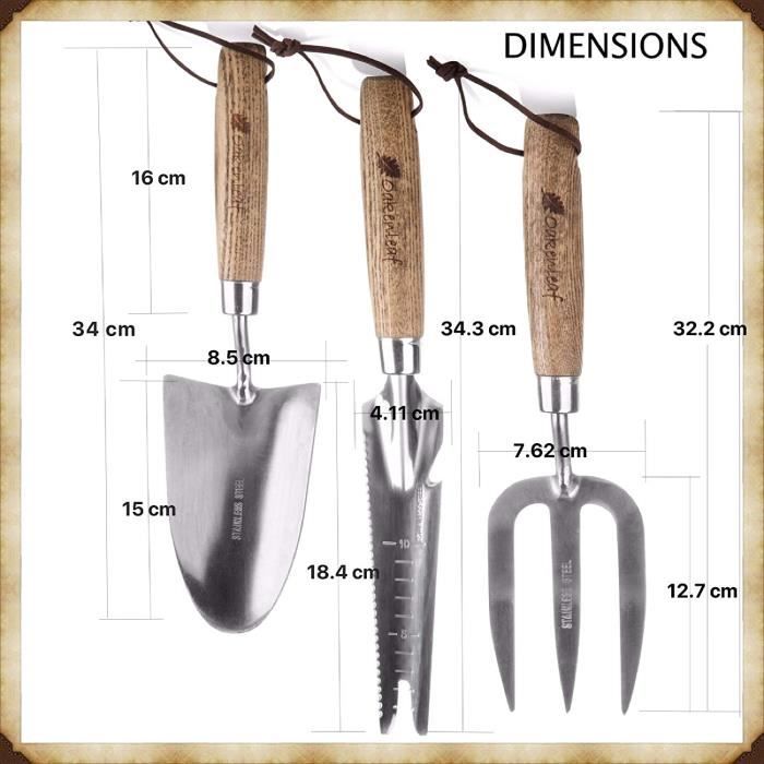 Kit d'Outils à Main de jardin 3 pièces en acier inoxydable SSS ...
