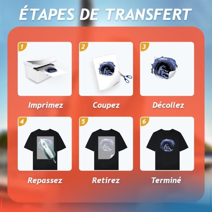 WinnerTransfer 20 Feuilles Papier Transfert pour T-Shirts et Textiles ...