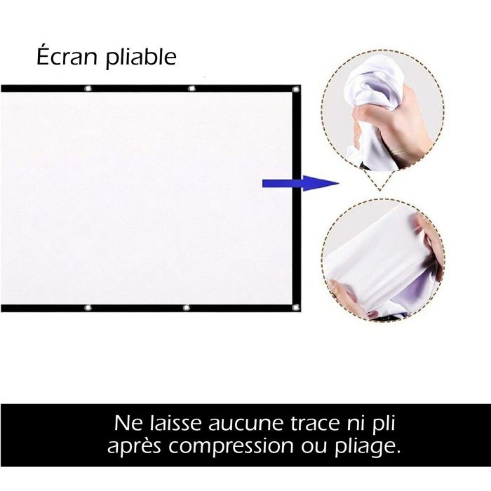 Écran de Projection Mural Pliable – 100” – Double Face Avant/Arrière ...