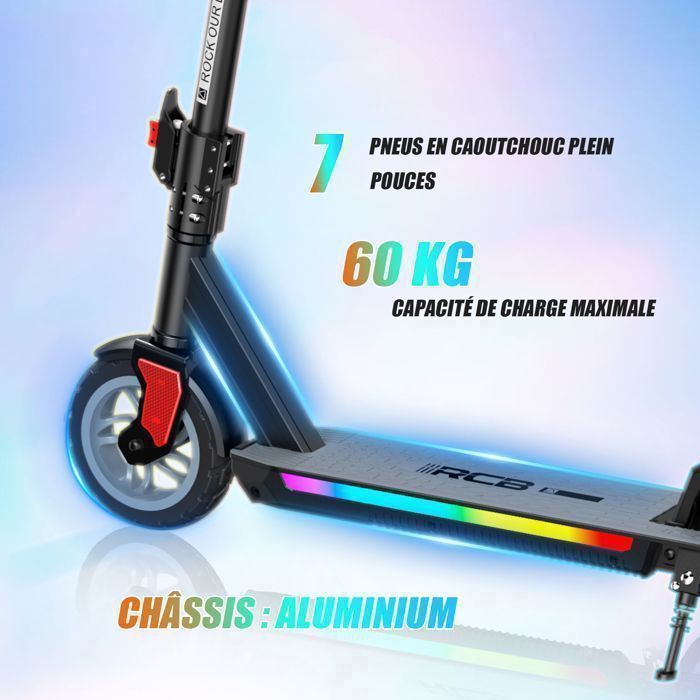 RCB R12 PRO Trottinette Électrique Noir – 220W – 3 Vitesses – 7” – LED ...
