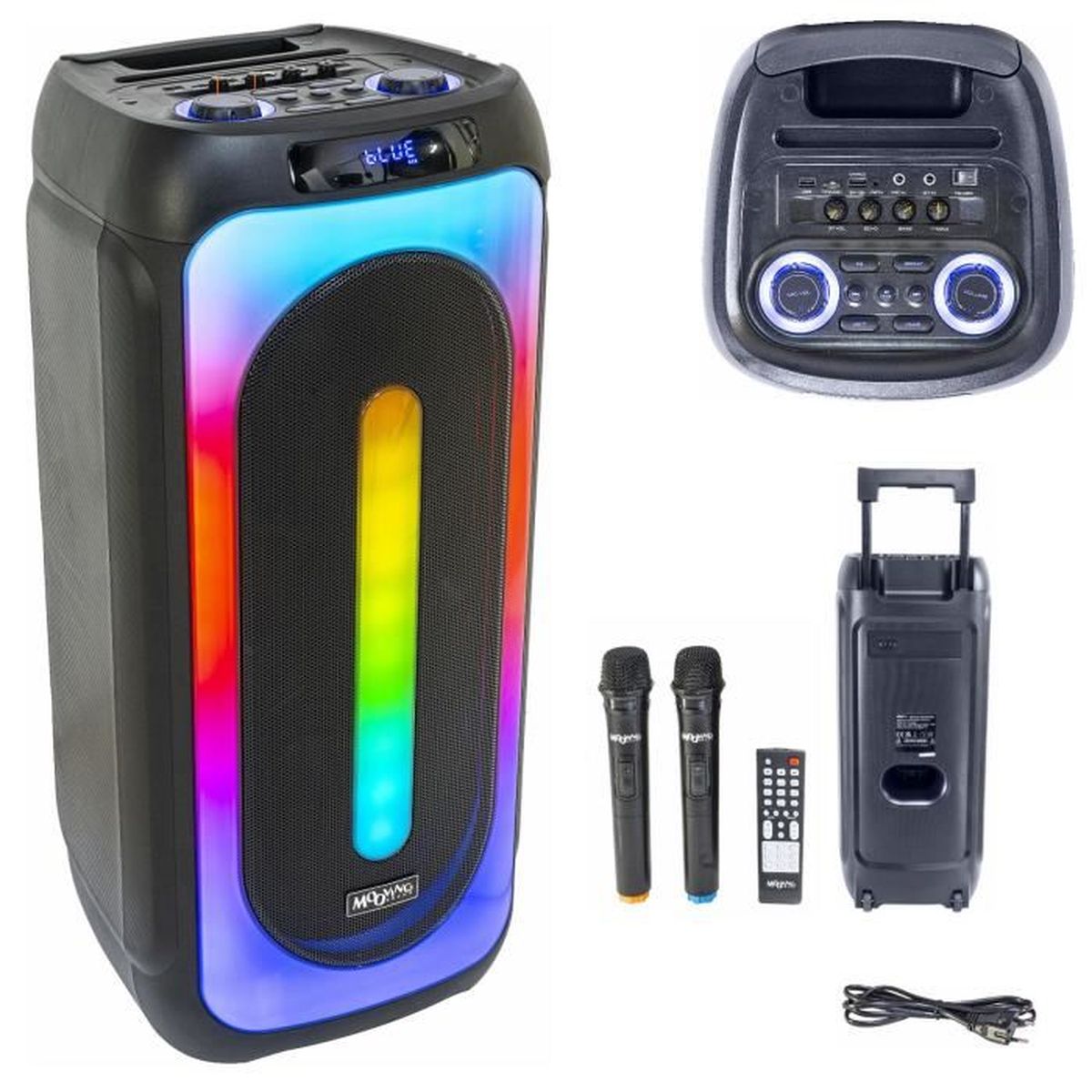 Enceinte Sono 1000w USB Bluetooth Mooving MAGIC-SOUND1000 2 micros sans ...