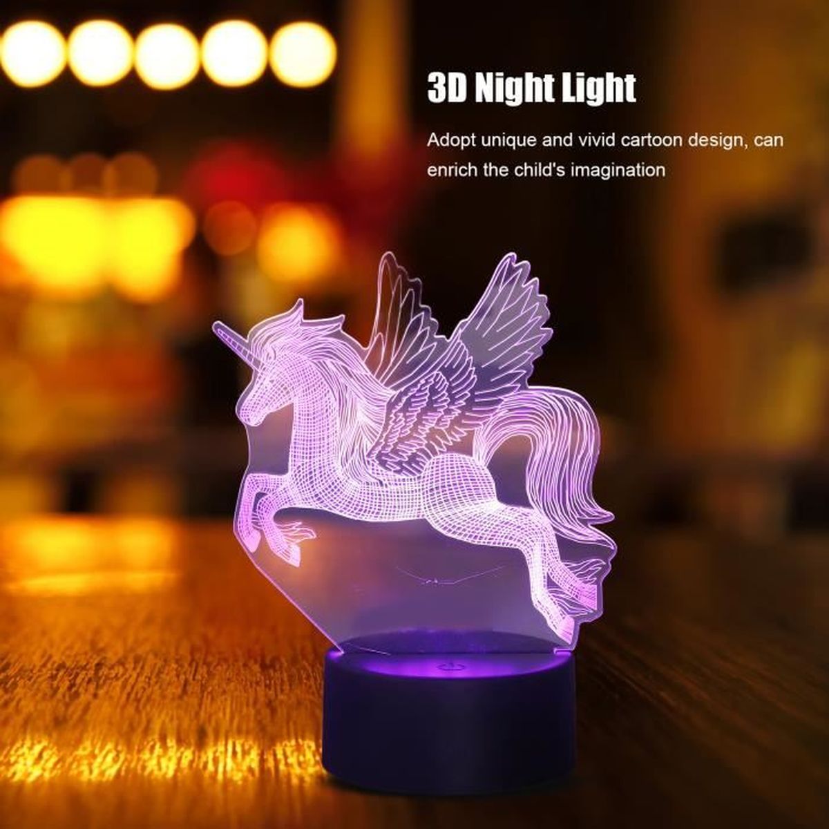 LUA Lumière 3D Dessin animé 3D lumière 7 couleurs LED veilleuse tactile ...