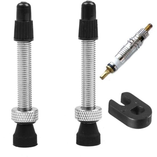 Pair Presta cycle valves tubeless bike tyres removable core tool 35mm ...
