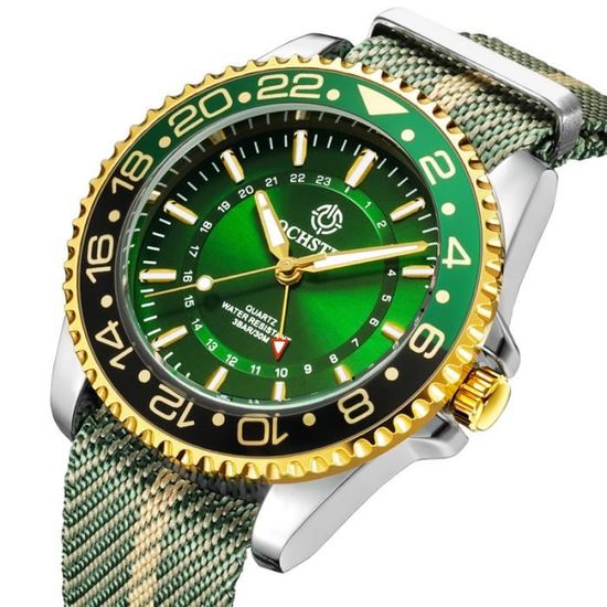 SHARPHY Montre homme de marques personnalisé mode élégant étanche vert ...