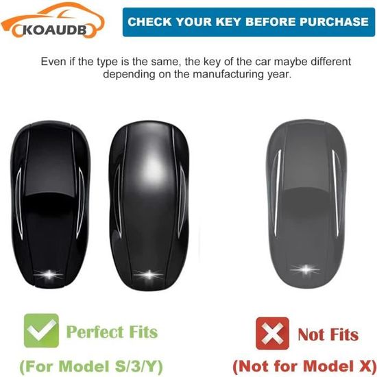 Étui pour clé de voiture Tesla, TPU souple à 3 boutons avec porte-clés ...