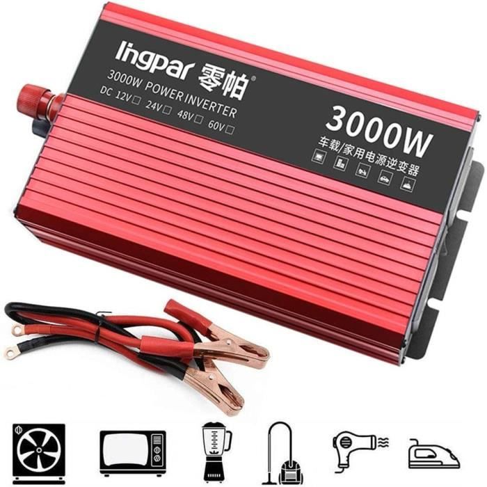 FSCLJ Onduleur sinusoïdal Pur 2200w 2400w 2800w 3000w, convertisseur DC 12v-24v vers AC 220v ...