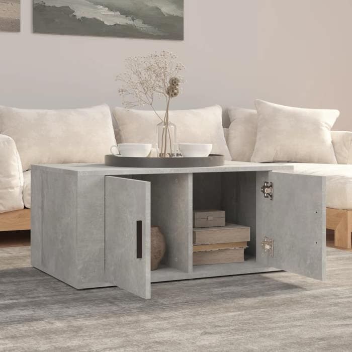 Table basse - BDM - Gris béton 80x50x36cm Bois d'ingénierie SQZR332042 ...