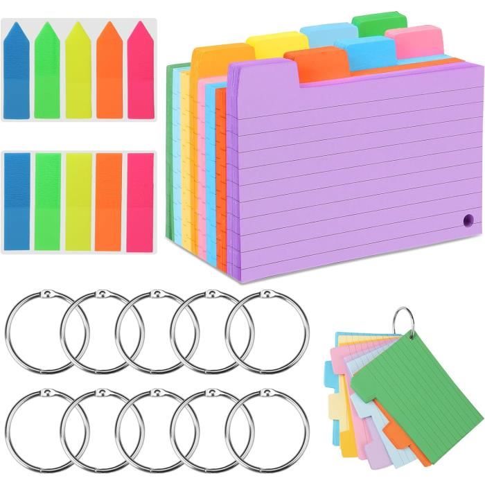 400pcs Fiches, flashcards 8 couleurs, fiches de vocabulaire, fiches ...