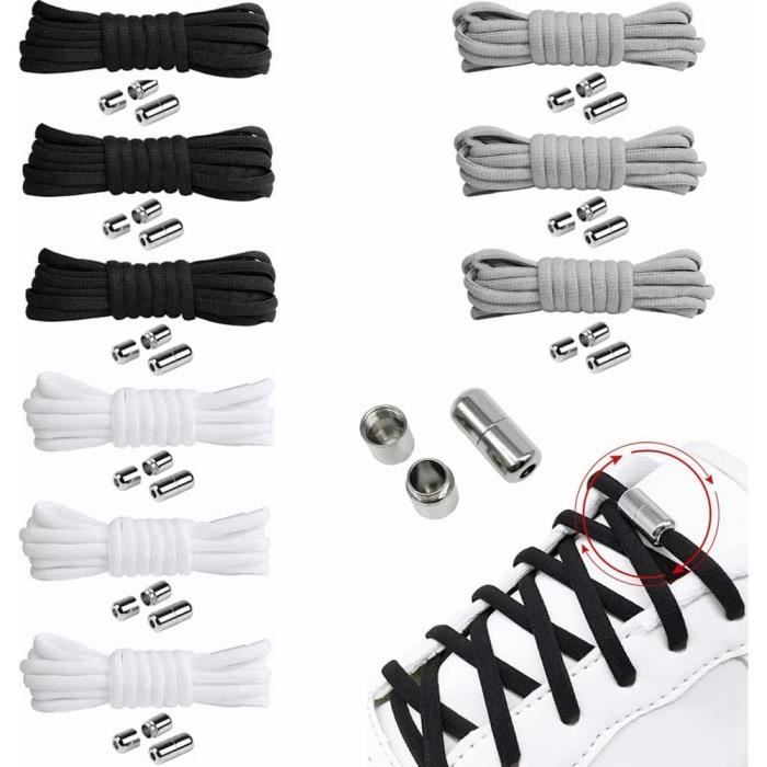 9 Paires Lacets Élastiques Avec Capsule Métallique Fermeture Capsule ...