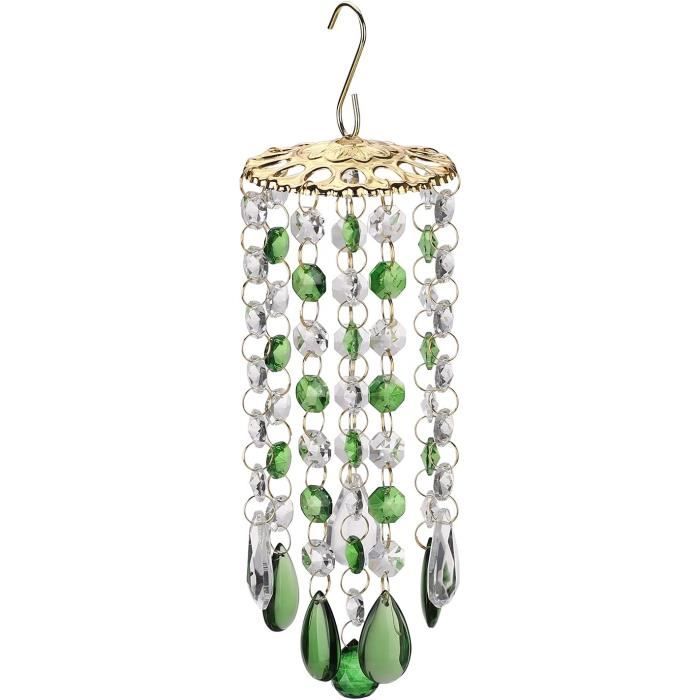 Carillon à vent en cristal - Prisme vert - Décoration d'extérieur avec ...