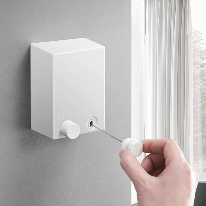 Corde à Linge RéTractable Murale Clothesline 4.2m Ligne En Acier Fil à ...