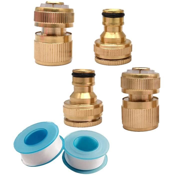 Raccord de Tuyau d'Arrosage Laiton Jardin Raccord d'Arrosage Rapides Adaptateur de Robinet 1-2 ...