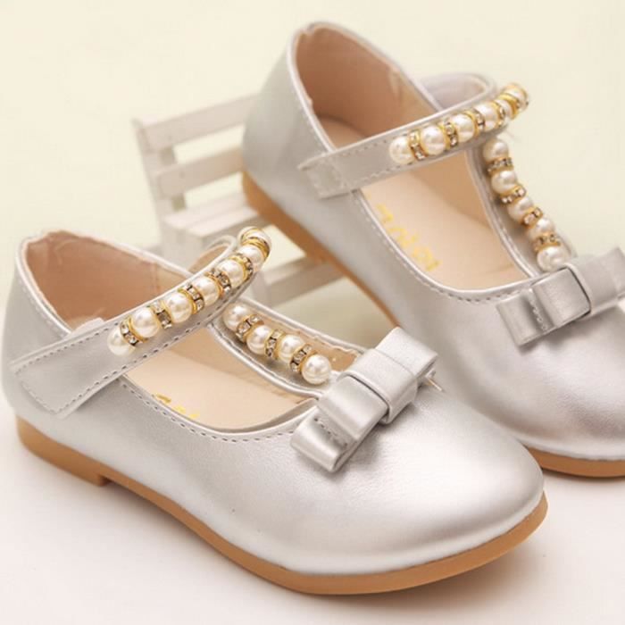 Chaussure Enfant Fille Princesse PU Mocassin Pl... Argent - Cdiscount ...