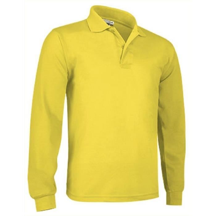 Polo manches longues - Homme - VALENTO - réf PREDATOR - Jaune - Col ...