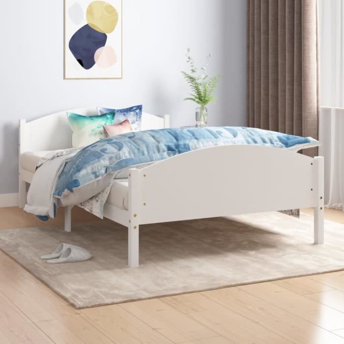 Lit Double Adulte 140x200cm 2 Places -2 Personnes, Structure de lit en ...