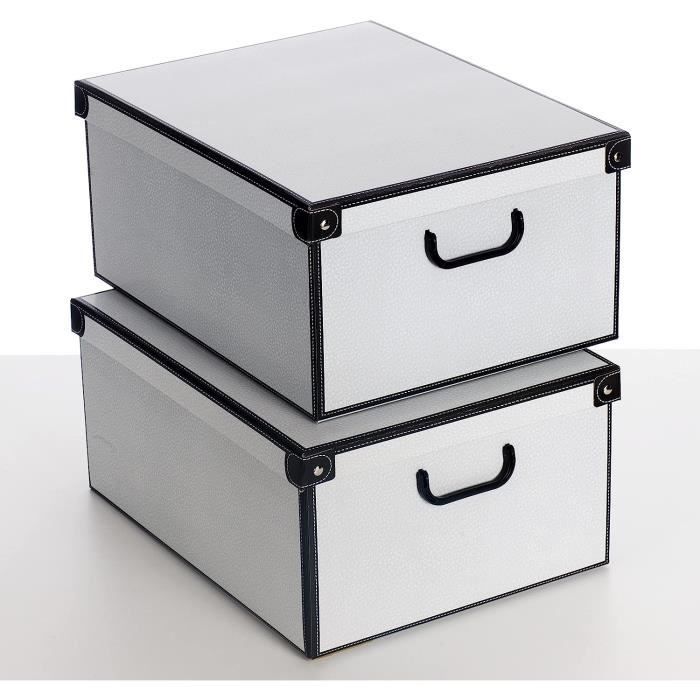 Lot de 2 boîtes de Rangement en Carton, avec Couvercle, pour Ranger ...