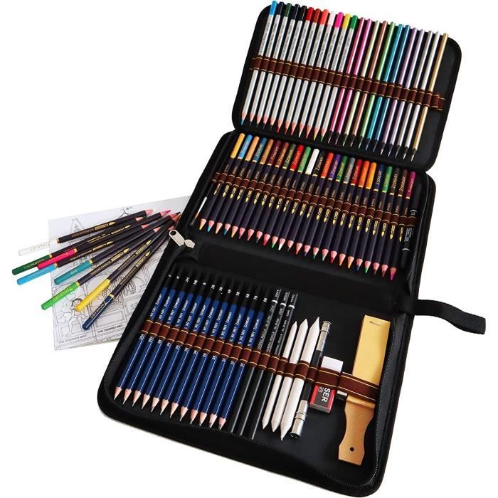 Zeybe Crayon de Couleurs Professionnel, Kit Dessin Complet 72 pièces avec 24 Crayons Aquarelle ...