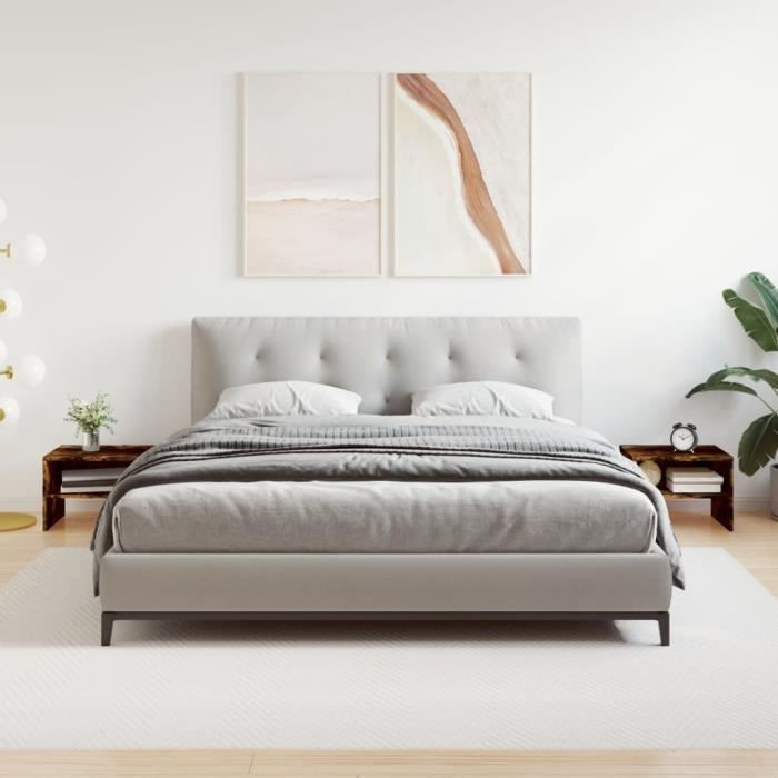 HOP-Tables de chevet 2 pcs Chêne fumé 40x30x30 cm Bois d'ingénierie ...