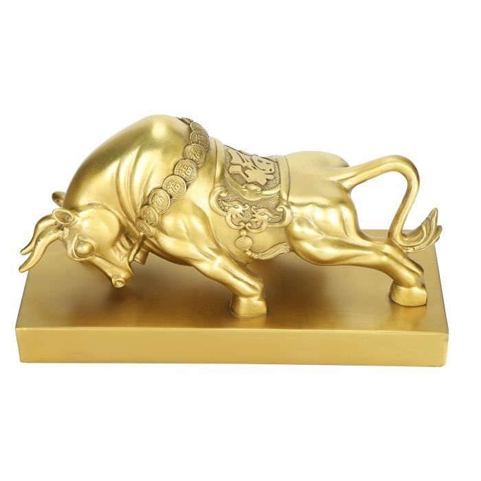 TMISHION Sculpture de taureau de Wall Street Figurine animale en laiton pour cadeaux maison ...