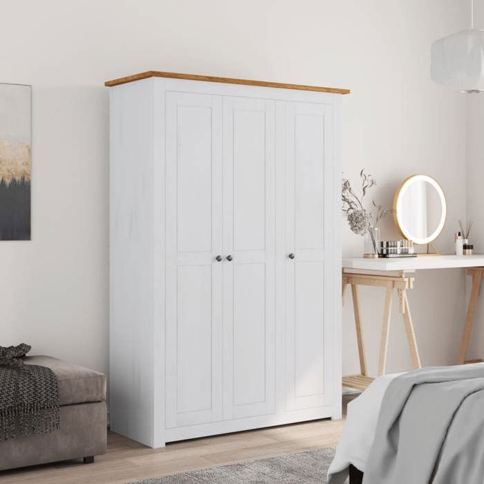 Garde-robe 3 portes en bois de pin - MEUBLECHIC - 118x50x171,5 cm ...