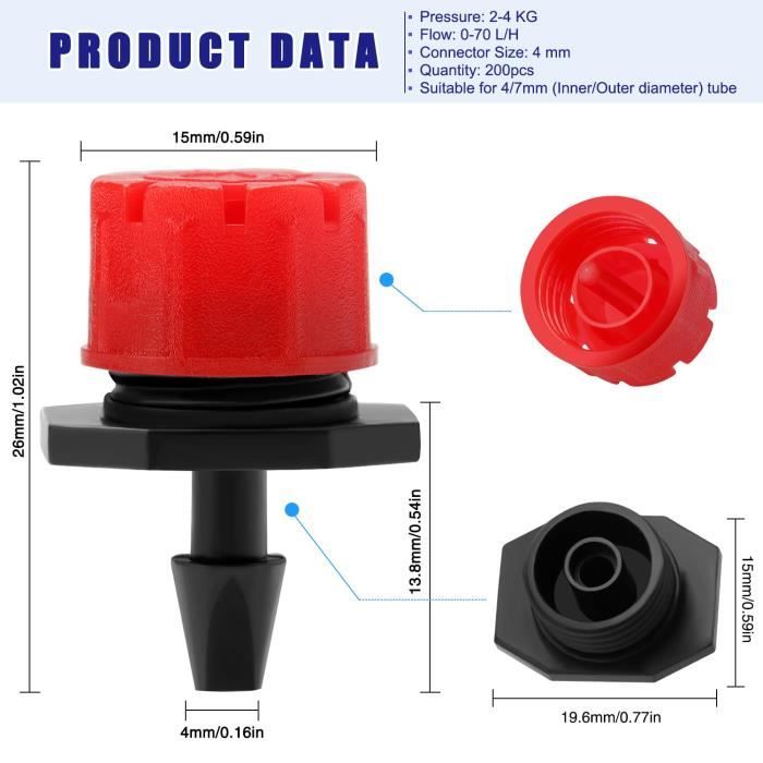 200 Pièces Goutteur Irrigation Réglable, Goutte À Goutte Dripper Micro ...