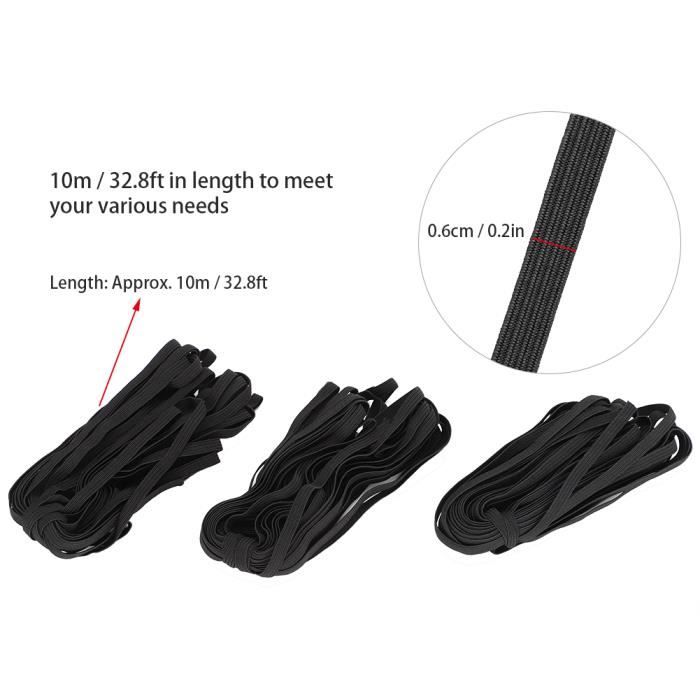 Corde élastique plate SONEW - 0.6cm x 10m - pour couture et bricolage ...