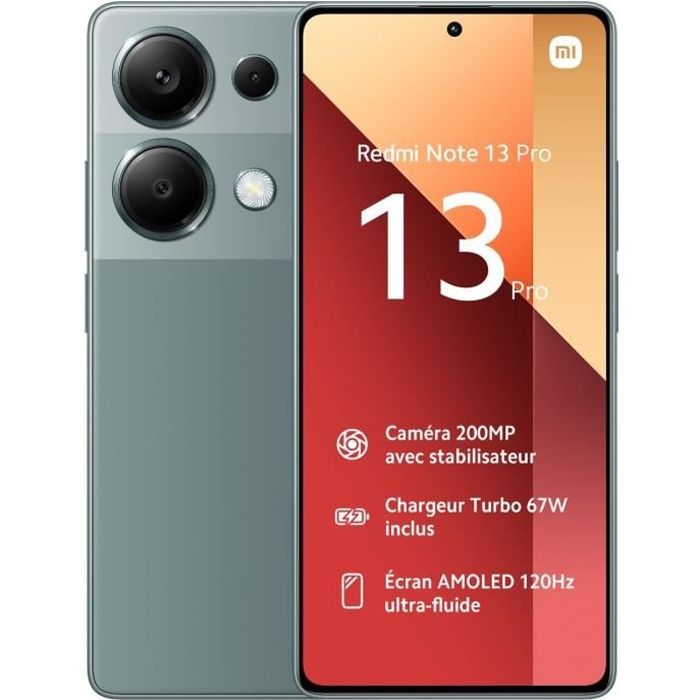 Redmi Note 13 Pro Vert 4G 12 GO + 512 GO - Cdiscount Téléphonie