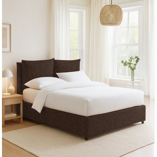 Lit Double Liskeard Talamo Italie, en Tissu Marron - Cdiscount Maison