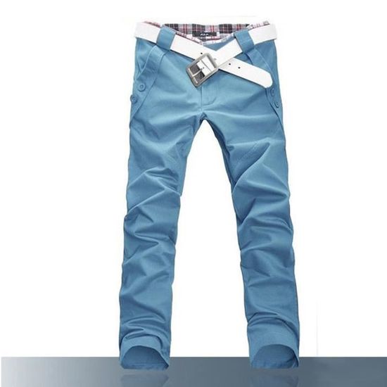 Homme Elégant Style Coréen Pantalon Longue Bleu... Bleu ciel ...