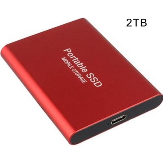 Disque Dur Externe SSD Rouge 2TB Haute Vitesse TYPE-C Pour Ordinateurs ...