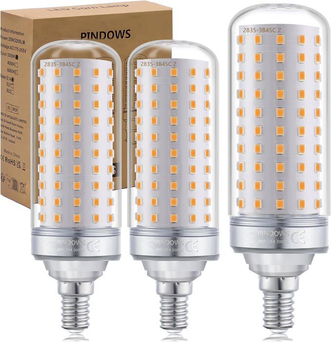 Ampoule Led E14 20W Blanc Chaud 3000K,Ampoule Led Maïs,200W Équivalent Ampoules À Incandescence ...