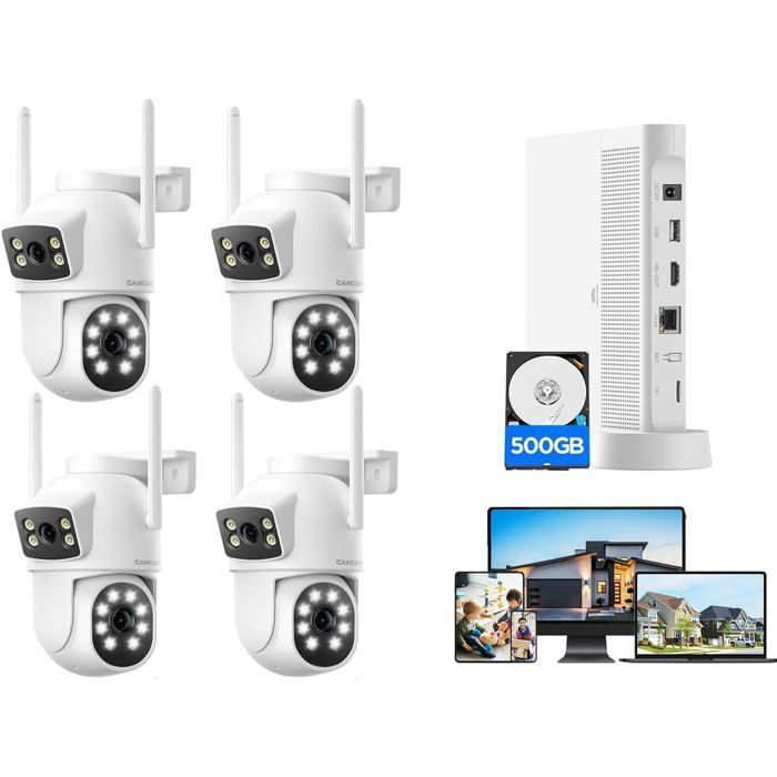 Kit Caméra de Surveillance WiFi Exterieur sans Fil 360° avec 10CH NVR ...
