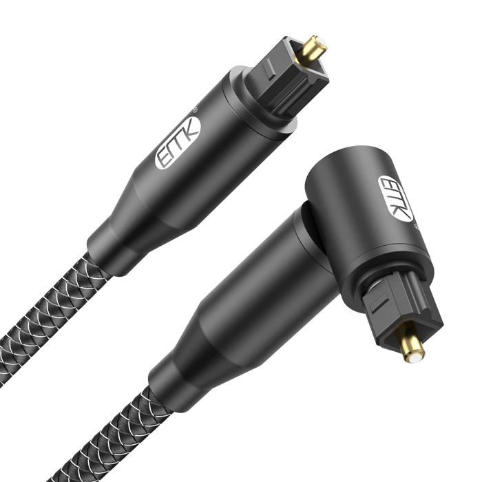 EMK Câble Audio Optique Cordon Optique Câbles Toslink Angle oit (Plaqué ...