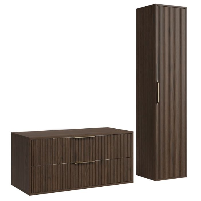 Meuble sous-vasque Rimini 100 cm - Noyer brun - Meuble de salle de bain ...
