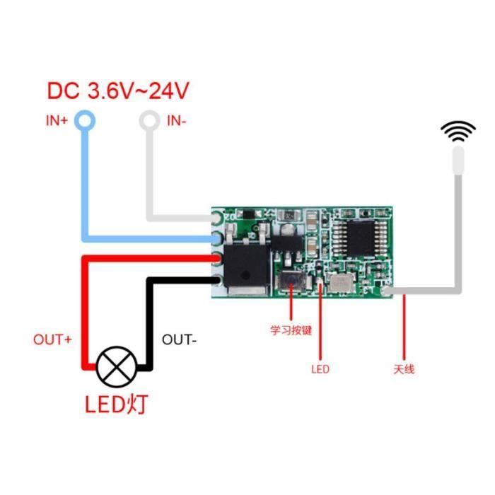 Récepteur de relais RF 433Mhz 1CH Version améliorée Module de ...