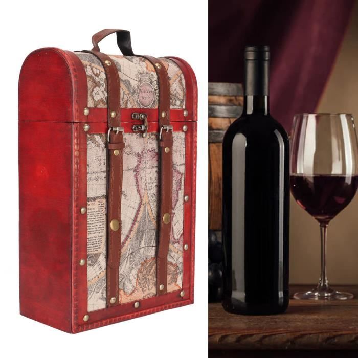Atyao boîte à vin en bois antique Boîte à vin antique avec couvercle et ...