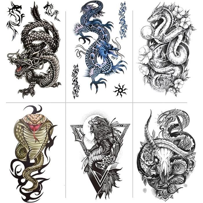 6 feuilles de mode temporairement Tatouage autocollants de tatouage ...