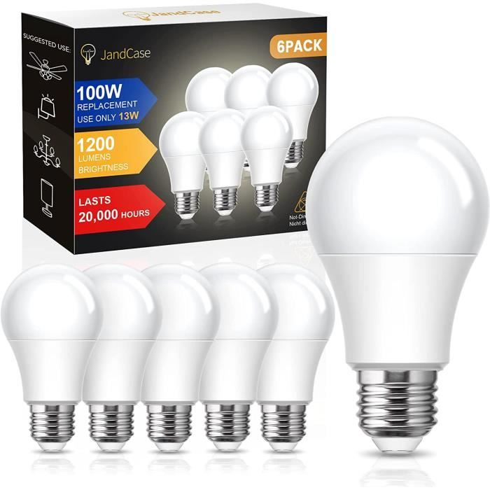 AJW-Ampoules LED E27 froide équivalent Ampoule Halogène 100W 13W Ampoule A60 E27 Lampe 1200 ...
