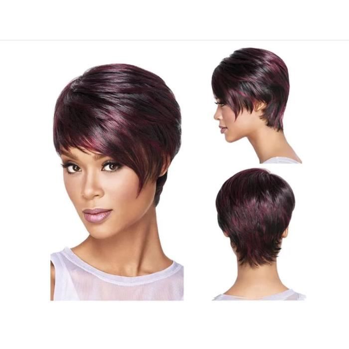 Perruque Perruques Courtes Femme Coupe Courte Droite Frange Intégrale ...