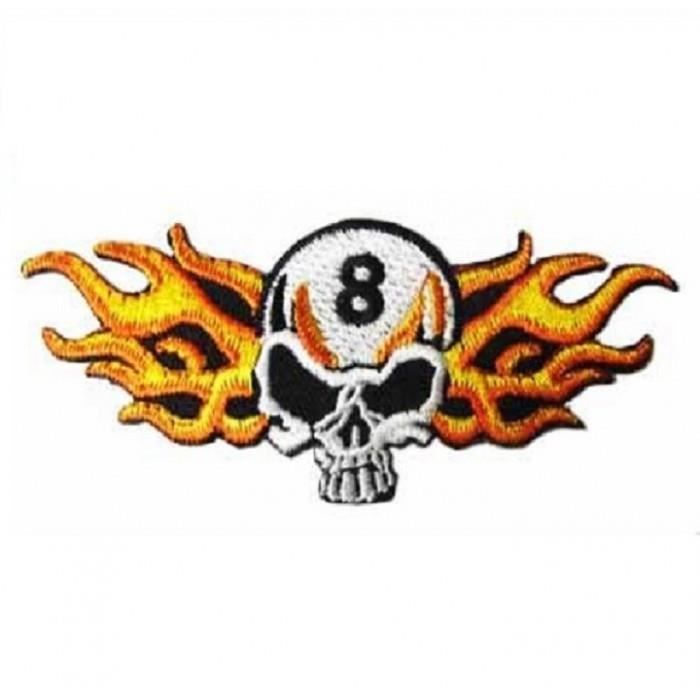 Patch - Non spécifié - Tête de mort avec flammes - 11x5 cm ...
