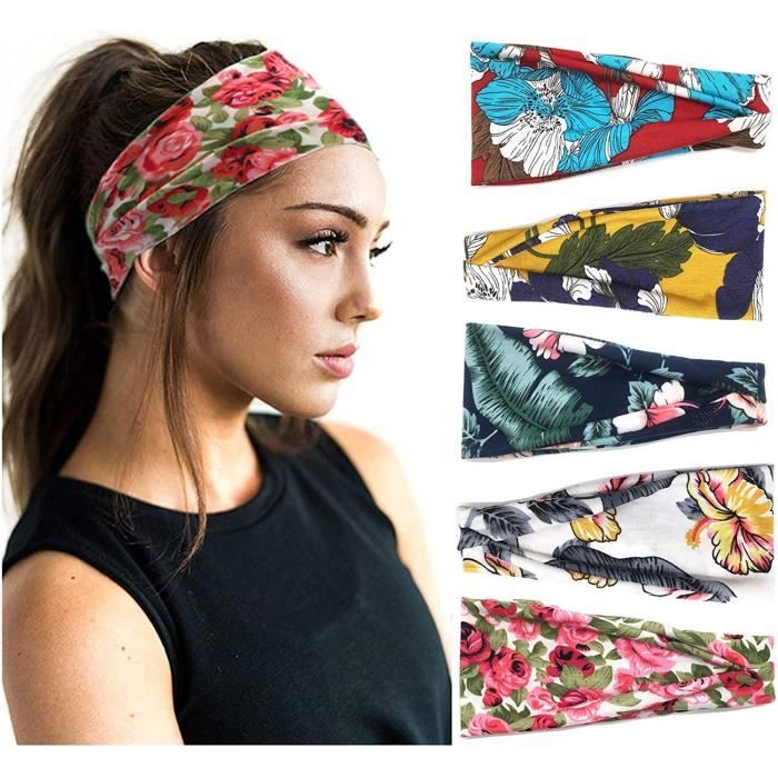 5 Pack Femmes Bandeau Boho Floral Style Cross Head Wrap Large Bandana Noeud Bandeaux Elastique Criss Head Wrap Yoga Turban Cheveux A Cdiscount Au quotidien