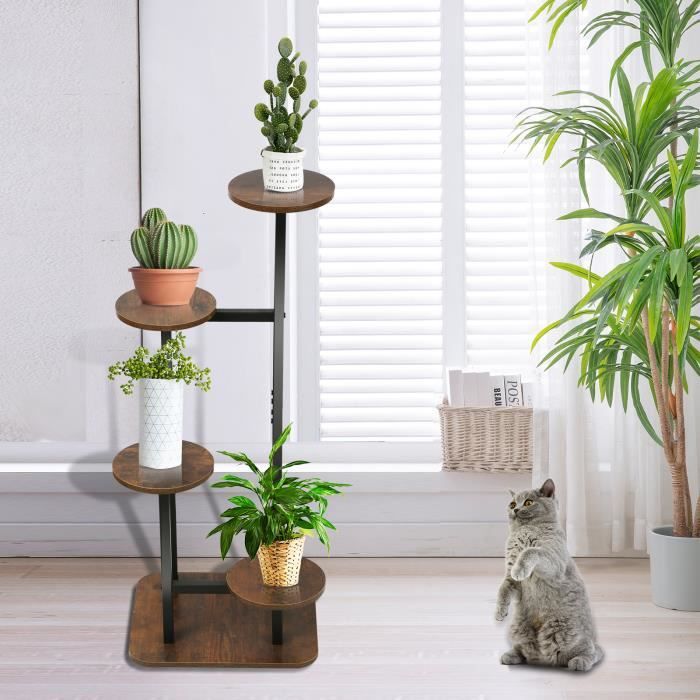 AMIVIALE. PORTE-PLANTE Porte-fleurs en bois à 5 niveaux, bois de tigre ...