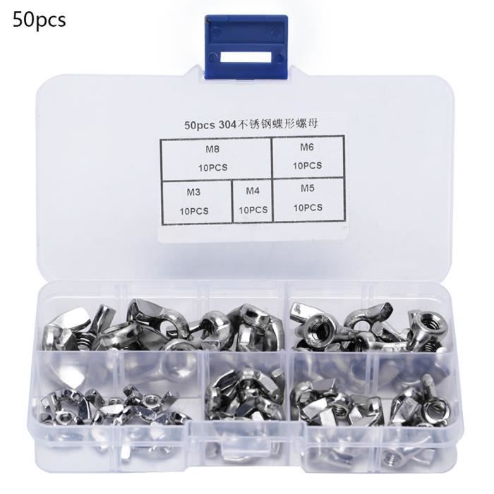 EJ.life attache à oreilles 50 pièces écrou papillon en acier inoxydable écrou à oreilles serrer ...