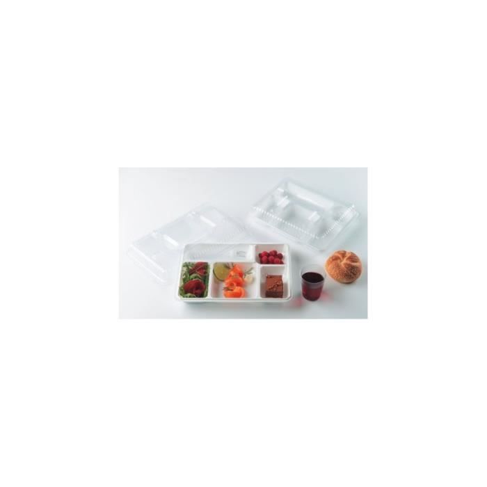 PLATEAUX REPAS 5 COMPARTIMENTS AVEC COUVERCLE DIMENSIONS 285X225MM ...