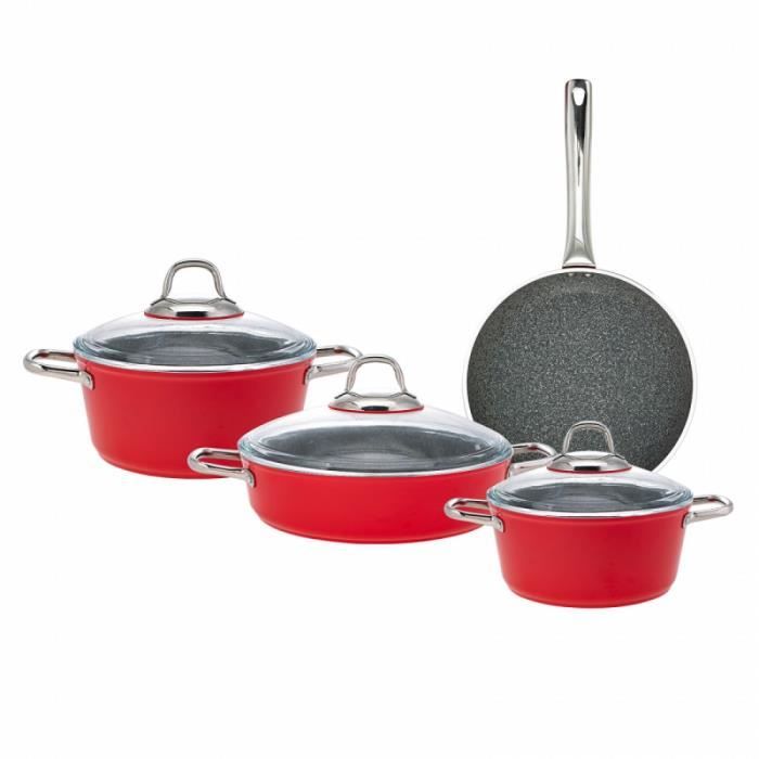 Jumbo Darci Casserole en granit rouge 7 pièces, Set de casseroles ...